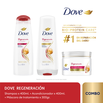 Combo Dove regeneración: Shampoo, Acondicionador y máscara